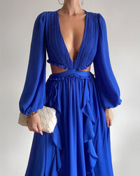 Amara Formal Maxi Dress - Cut Out Dress in Electric Blue - Twosisters ...
